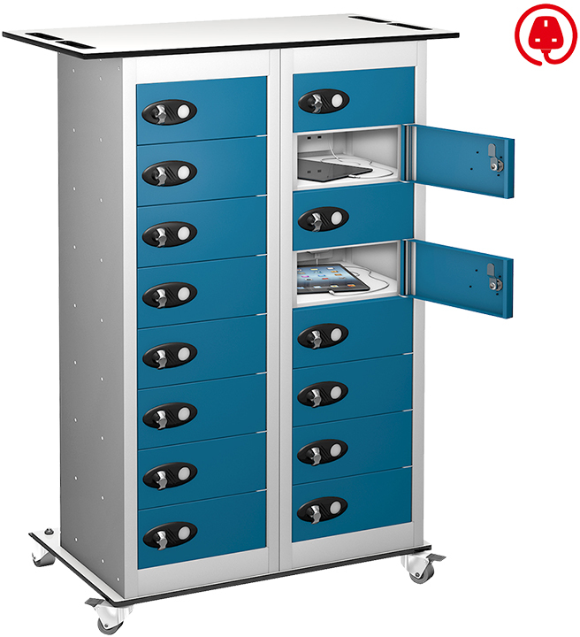 Probe TABBOX Sixteen Door Blue Tablet Trolley (Charging) | Safe
