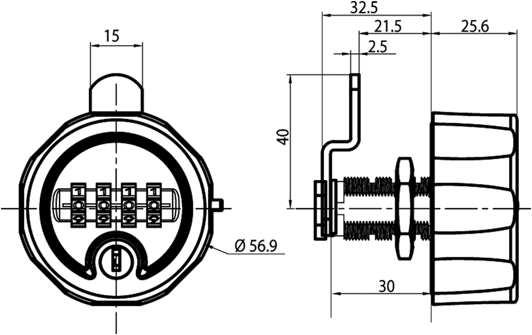 RONIS C4 Combination Cam Lock With Key Override