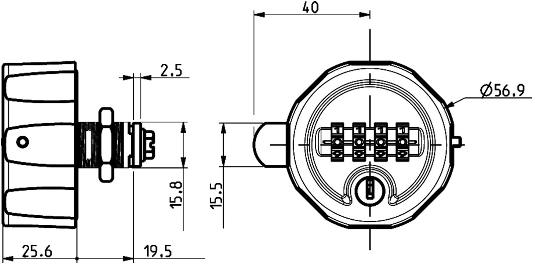 RONIS C4S Combination Cam Lock With Key Override